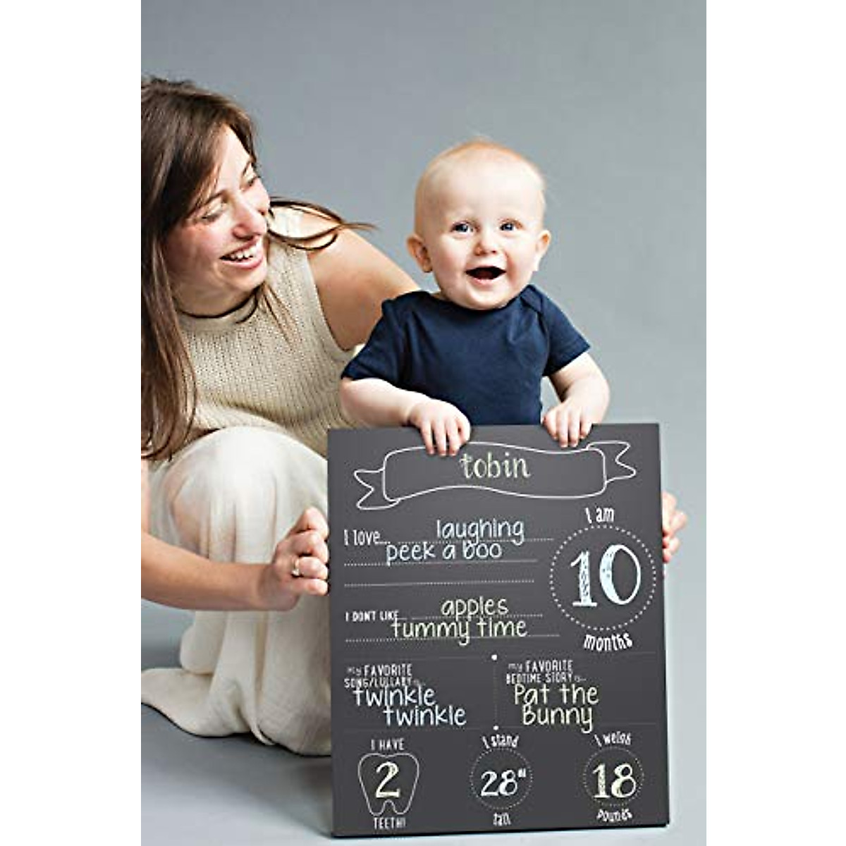 Pearhead Baby Milestone Chalkboard, Monthly Milestone Baby Photo Prop Board, Gender-Neutral