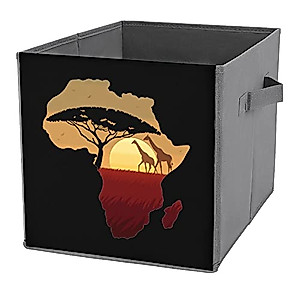 African Safari Giraffe Large Cubes Storage Bins Collapsible Canvas Storage Box Closet Organizers for Shelves