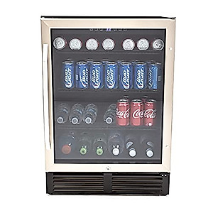 Avanti BCA516SS Beverage Cooler with Digital Temperature Control with Locking Door, Holds Up to 130 Cans and Bottles, 5.0 cu. ft, Black