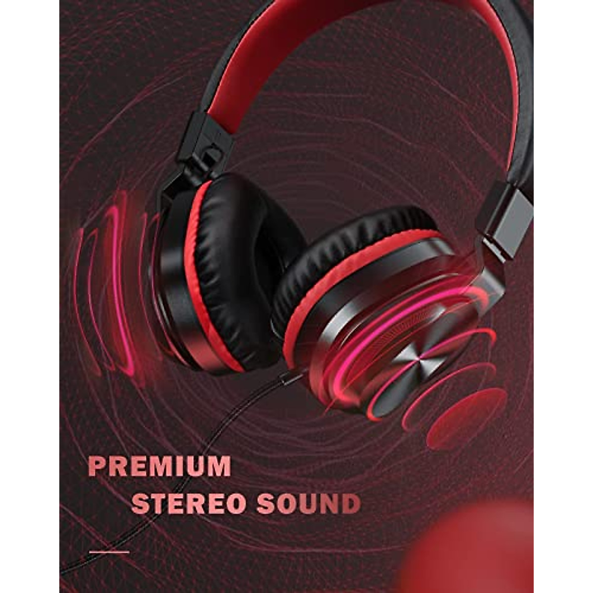 Headphones, On-Ear Wired Headphones with Microphone, Stereo Sound Headphones with 1.5m Tangle-Free Cord for Adults Children Teens Boy Girls Kids, Lightweight Foldable Headphones for School Travel