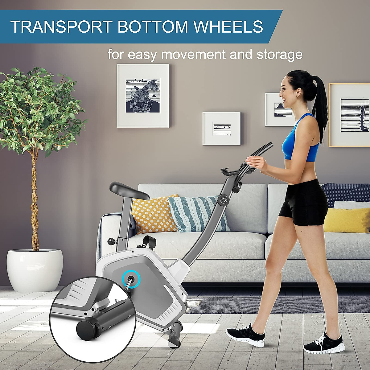 Goplus Indoor Magnetic Stationary Upright Cycling Bike, Exercise Bikes W/ 8-Level Resistance, All-inclusive Flywheel, LCD Monitor, Pad Holder, Gym Home Office Cardio Workout Fitness Bike Training