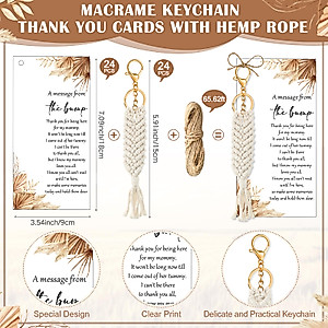 Landical 24 Sets Boho Baby Shower Favors Macrame Keychain Bulk Heart Shape Boho Keychain Crochet Keychain with Baby Shower Thank You Cards and Hemp Rope Baby Shower Thank You Gifts for Guests