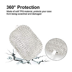 Luxurious Shining Rhinestone Diamante Apple AirPods Pro Case, Bling Sparkle Protective Cover Carrying Mickey Ball Keychain for Airpods Pro,Shockproof Anti-Scratch Anti-dust (Silver)