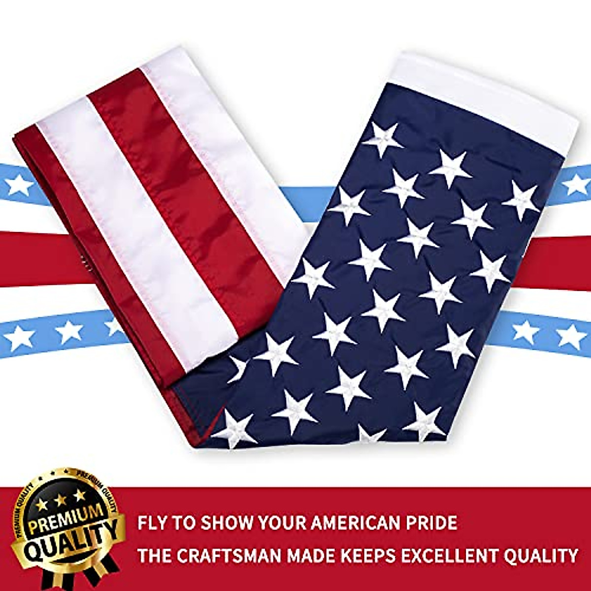 XIFAN Premium American Flag 4x6 Outdoor, Heavy Duty 210D Nylon US Flag, Strongest Longest Lasting with Embroidered Stars/Sewn Stripes/Brass Grommets