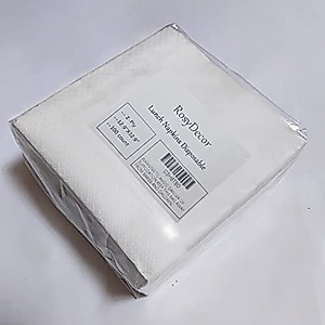 2 Ply White Lunch Napkins Disposable Four Fold Luncheon Paper Napkins 12.9" X 12.9" unfolded 100 Count every day use RosyDecor