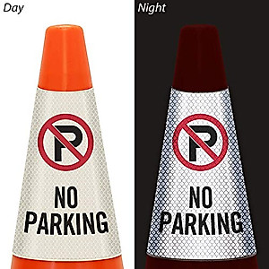 SmartSign “No Parking” Bright Reflective Cone Message Sleeve, [Cone Not Included]