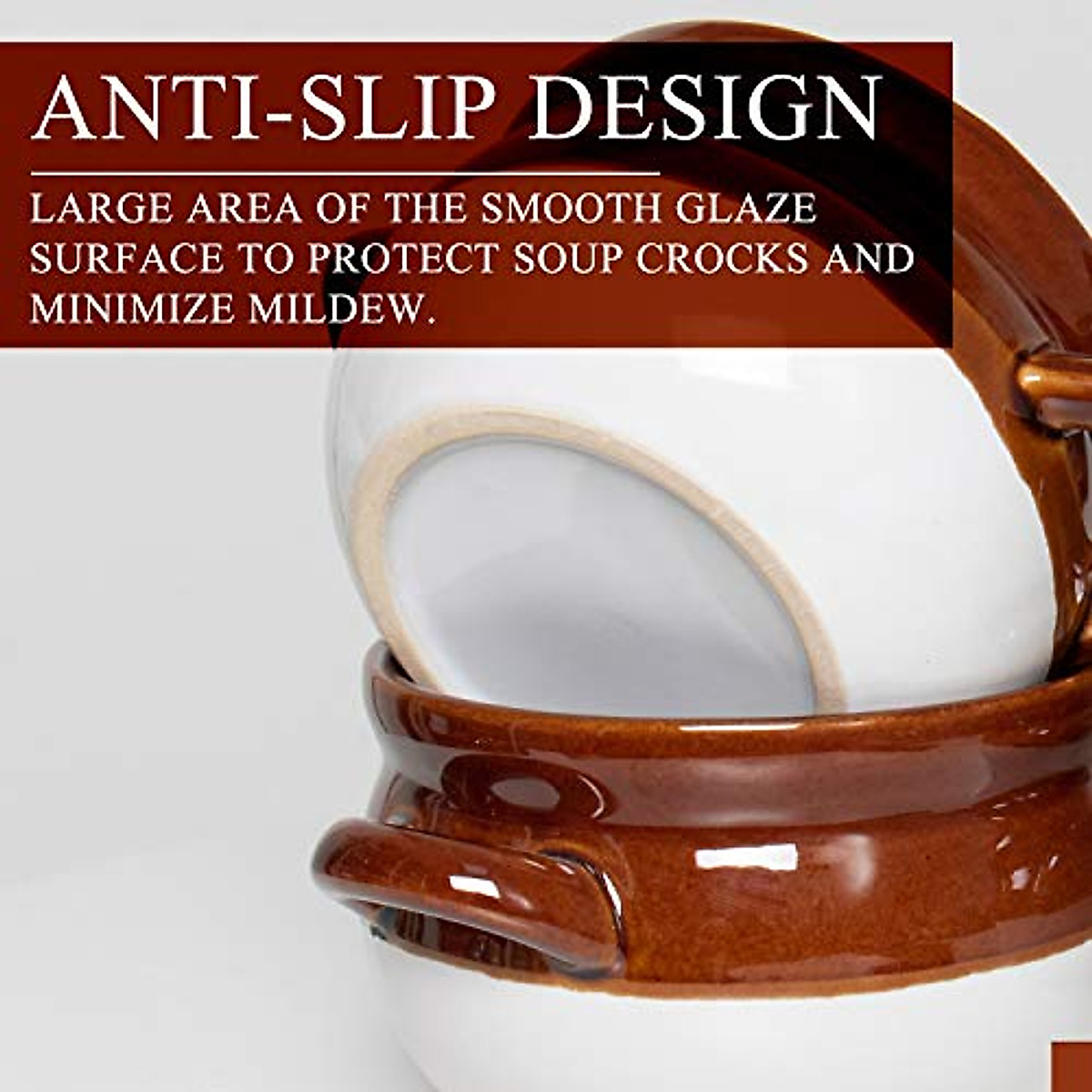 Vumdua French Onion Soup Bowls with Handles, 16 Oz Ceramic Soup Serving Bowl Crocks - Oven Safe Bowls for Chili, Beef Stew, Cereal, Pot Pies, Set of 4