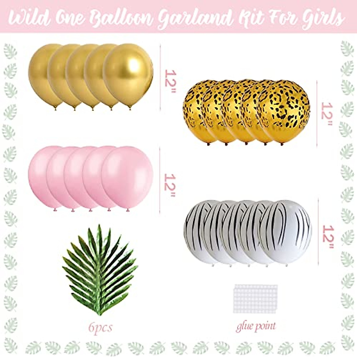 Wild One Birthday Decorations Girl, Homond 1st Birthday Girl Decorations Supplies Kit, Boho Floral 1st Birthday Pink