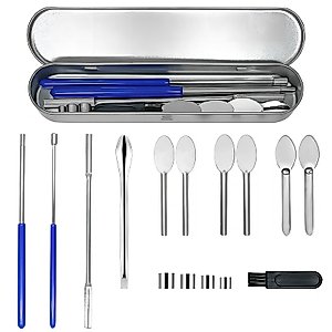 ZIGMEEY 15 Piece Capsule Filling Machine Kit for Pill Filler - All Sizes 000 00 0 1 2 3 4 5, Micro Lab Spoons, Herb Powder Tamper Tool, Spatula Scoop, Versatile for Medication & Supplements