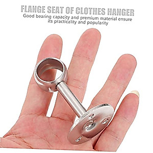 Garneck 8pcs Clothes Rail Flange Closet Rod Shelf Bracket Ceiling Mount Shower Rods Ceiling Mount Drapery Stainless Steel Hooks Shower Rod Hooks Metal Shelf Brackets Curtain Rod Support