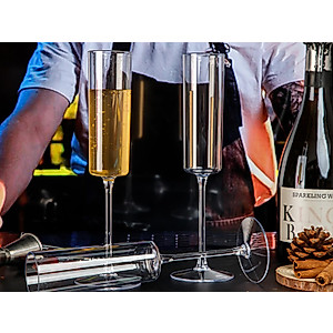 Ciaell 12 Pack Plastic Champagne Flutes - Clear 6 Oz Disposable Champagne Glasses - Square Plastic Toasting Glasses for Party Birthday Anniversary Wedding Thanksgiving