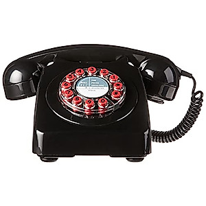 Wild & Wolf 746 Rotary Design Retro Landline Telephone, Black