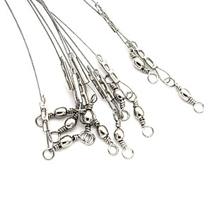 High-Strength Fishing Wire Leader Rigs with Swivels Snap Connect 1 Arm -5 Arm,Saltwater Fishing Assecories 7-Strands Steel Wire with Nylon-Coating (2 Arm Leader Rigs)