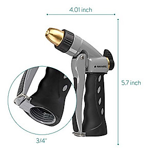 Navaris Garden Hose Nozzle Spray - High Pressure Metal Water Gun Sprinkler with Ergonomic Trigger for Lawn, Gardening, Car Washing, Watering Plants