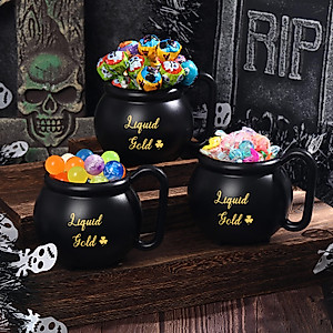 Uiifan 12 Pcs 15 oz Halloween Cauldron Plastic Witches Brew Cauldron Pot Halloween Cauldron Candy Bowl for Halloween Party Decorations (Clover Style)
