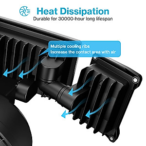 Olafus 65W Flood Light Outdoor Motion Sensor Light, LED Security Light IP65 Waterproof, 6000LM Motion Activated Light 3 Head Floodlight, 6500K Exterior Sensor Light for Garage Yard Porch Patio, Black