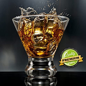 Mfacoy Martini Glasses Set of 9(Buy 8, get 1 Free), USA MADE Crystal Cocktail Glasses 8 Ounces, Hand Blown Stemless Martini Glasses for Bar, Martini, Cosmopolitan, Manhattan, Gimlet, Pisco Sour Brandy