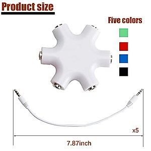 5PCS Multiple Headphone Splitter 5 Jack 3.5mm Audio Adapter 1 Male to 5 Port Female Splitter with 3.5mm Stereo Cable for iPhone iPod Earphone Headset Mp3 Player Cell Phone