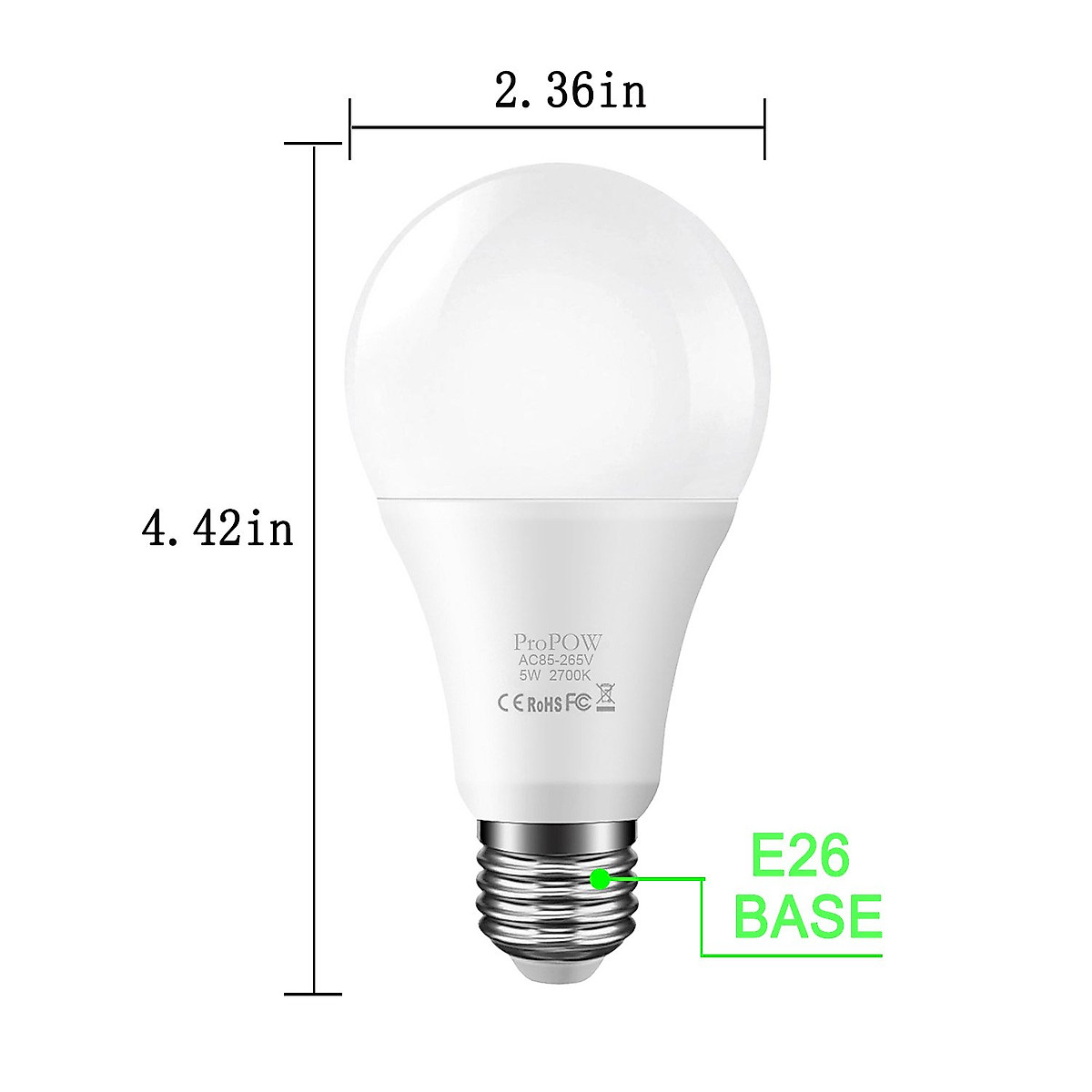 ProPOW Dusk to Dawn Light Bulb, Sensor LED Bulbs Smart Lights Bulb 5W A19 Automatic On/Off, Indoor/Outdoor Lighting Lamp for Porch Garage Driveway Yard Hallway(E26,Soft White,2-Pack)