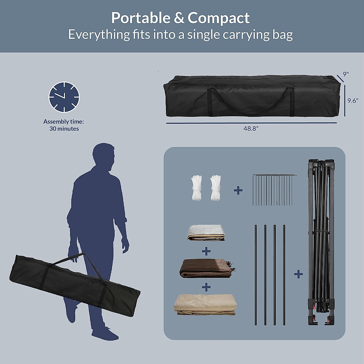 BELLEZE 13x13Ft Gazebo, Pop Up Gazebo Double Roof Outdoor Canopy with Mosquito Netting, Stable Steel Frame and Carry Bag, Height Adjustable Patio Gazebo for Backyard, Garden, Lawn