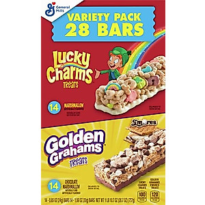 Golden Grahams Lucky Charms Breakfast Cereal Treat Bars Variety Pack, 28 ct