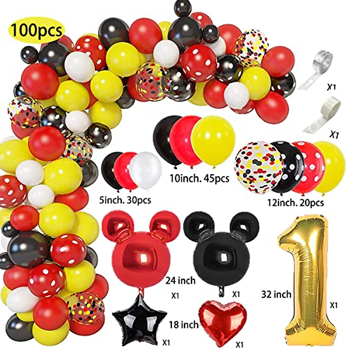 Dilyreke 1st Birthday Mouse Themed Party Decorations for Boy One Birthday Party Supplies Banner and Balloon Set