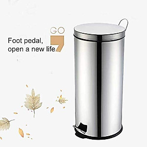 WENLII Newly 1pc 5L Rubbish Bin Stainless Steel Step Pedal Trash Can Large Capacity for Kitchen Bathroom