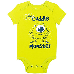 Disney Pixar Monsters Inc. Mike Newborn Baby Boys 3 Piece Outfit Set: Bodysuit Pants Hat Blue/Green 0-3 Months