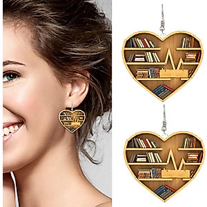 Teacher Earring for Women,Back to School Acrylic Earrings Book Lover Earrings Heart Librarian Grade Earring Decor Pendant Bookworm Gift for Book Lover ((heart)