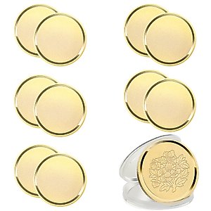 10Pcs Brass Laser Engraving Blanks Challenge Coin Blanks 40mm Diameter with Acrylic Protection Box for Personalized DIY Gift for Birthday Holidays Travel Commemorative Collection