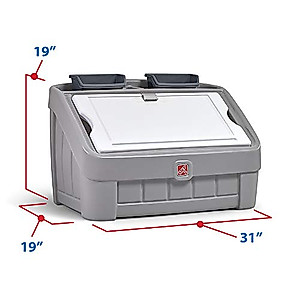 Step2 2-in-1 Toy Box & Art Lid | Plastic Toy & Art Storage Container, Grey