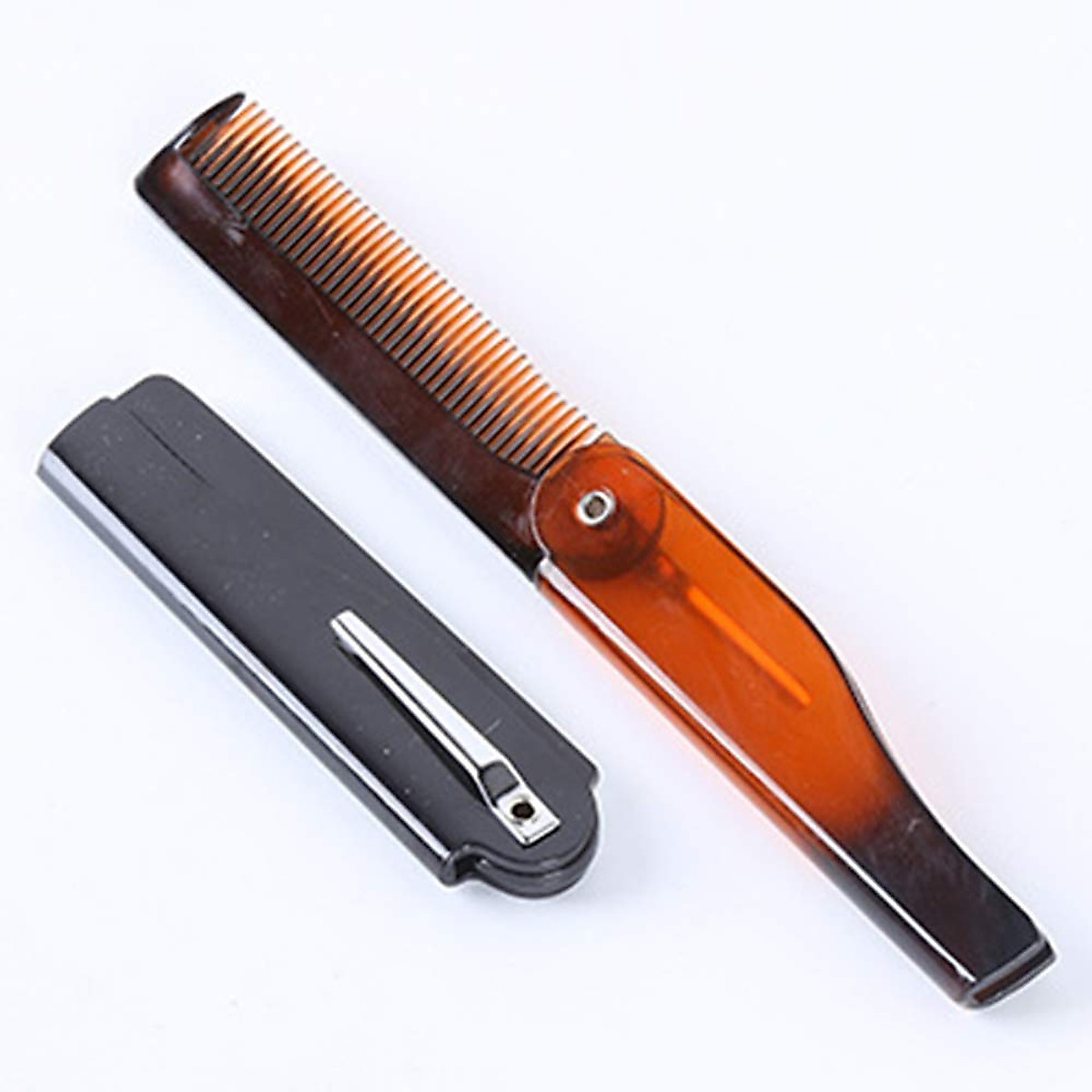 haixclvyE Beard Brush for Men - Men Folding Beard Comb Mustache Styling Shaper Beauty Hairdressing Tool Black