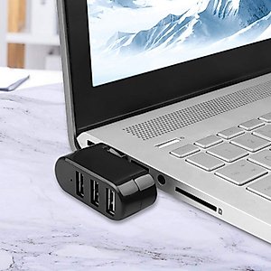 OUQYLG USB 3 Port Splitter, Mini USB Hub, USB 3 Port Compact Portable Rotatable HUB, USB Hub Dock [90°/180° Degree Rotatable] for Flash Drive Mobile HDD PC Laptop Notebook and More - Black