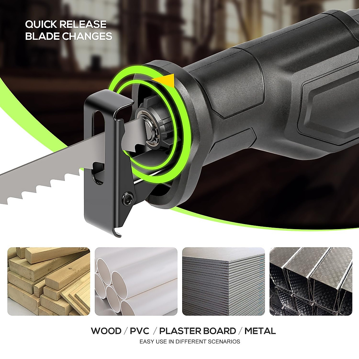 GALAX PRO 120V Reciprocating Saw, 6.0 Amp Variable Speed Corded Reciprocating Saw with 4/5" Stroke Length, 0-3000SPM and 6" Max for Wood, Metal, PVC Pipe Cutting