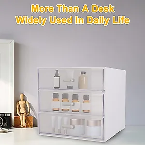 CYEAH Desk Organizer Set of 2 with 3 & 4 Drawers, Stackable Plastic Storage Drawers, Makeup Desktop Drawer Organizer, Desk Storage Box, Bathroom Organization Boxes Suitable for Office, School, Home