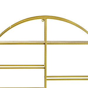 Headery 7 Tier Round Iron Wall Wine Bottle Holder, Wine Storage and Display Rack,Bar Liquor Shelves Shelf with 4 Glass Holder for Kitchen, Party, Bar, Dining Room(Black/Gold (Gold)