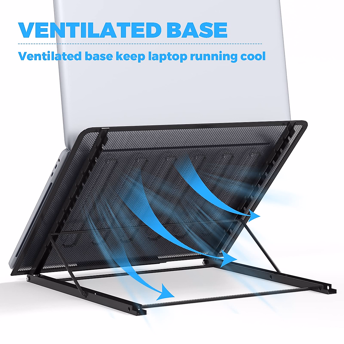 MaxGear Laptop Stand, Ergonomic Mesh Laptop Tablet Stand for Desk, Ventilated Adjustable Portable Laptop Riser, Notebook Holder Stand Compatible with MacBook, Dell XPS, HP, 10-17 inches Laptops, Black