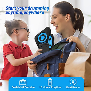 KONIX Electronic Drum Pad for Kids - 7 Pads Roll Up Electric Drum Kit Rechargeable - Digital Drum Sets with Headphone Jack, Speaker, Pedals, Demo Songs, MP3 USB Port, Sticks - Blue
