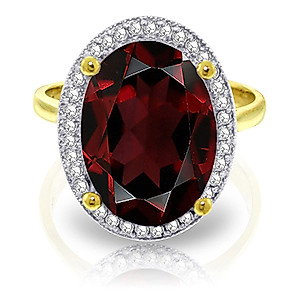 Galaxy Gold GG 14k Yellow Gold Oval Garnet and Diamond Ring - Size 6.5
