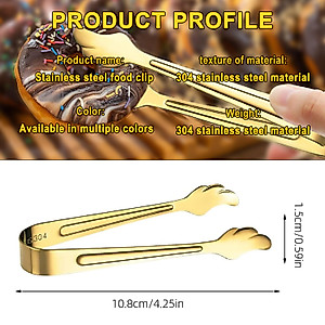 SOOHAO 12PCS Small Serving Tongs Sugar Tongs Stainless Steel Ice Tongs Mini Appetizers Tongs Angel’s Wing Shaped Small Kitchen Tongs for Tea Party Coffee Bar Kitchen (4.3 Inch, Golden)
