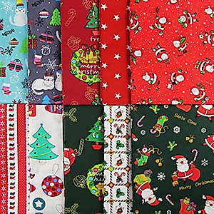 aufodara 10pcs Cotton Craft Fabric Bundles Christmas Patterns Fat Squares Textile Patchwork for Home DIY Decoration Crafts Sewing Quilting Pillows Bags Pennant Handwork (50 x 40 cm, U-01)