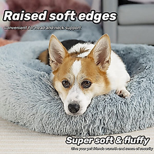 Raimaiso Anti Anxiety Round Fluffy Plush Faux Fur Warm Washable Dog Bed & Cat Bed, Original Bed for Small Medium Large Pets,Used to Relieve Joints and Improve Sleep（20"/24"/27''） (24", Light Grey)