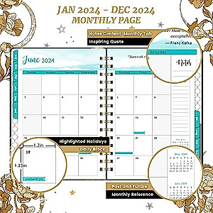 2024 Planner - 2024 Planner Weekly and Monthly, Jan 2024 - Dec 2024, 8.5" x 6.4", 2024 Calednar Planner, Monthly Tabs, Holidays, Back Pocket, Thick Paper, Strong Binding, Perfect Daily Organizer