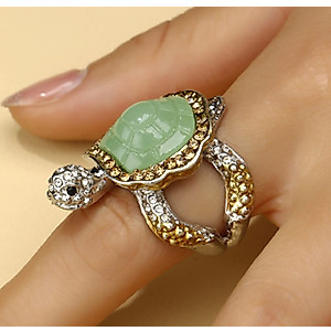 Awmnjtmgpw 925 Sterling Silver Ice Emerald Lovely Little Turtle Innovative Design Beach Wave Vacation Wave Ring Women's Precious Jewelry Size 5-11 (Size 11)