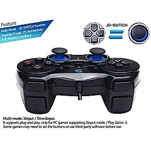 ZD-V+ USB Wired Gaming Controller Gamepad For PC/Laptop Computer(Windows XP/7/8/10/11) & PS3 & Android & Steam - [Black]