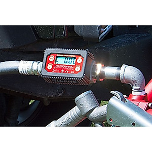 Fill-Rite TT10AN 1" 2-35 GPM(8-132 LPM) Digital In-line Turbine Meter, Aluminum, Fuel Transfer Meter,Black/Red