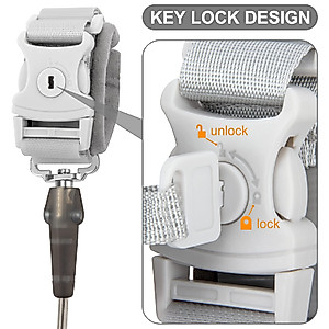 Blisstime Toddler Leash with Key Lock, Upgraded Anti Lost Wrist Link Baby Leash with 360 Degree Rotating Connector and Adjustable Bracelet for Babies Toddlers Child Kids (8.2ft/2.5m, Dark Gray)