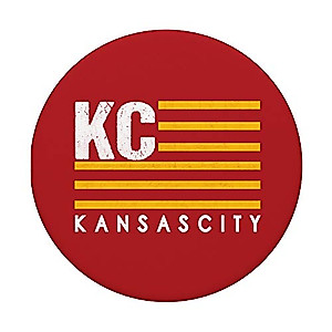 KC Red & Yellow Kansas City USA Flag Kc Red American Flag Kc PopSockets Swappable PopGrip