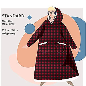 RRSHUN Wearable Hoodie Blanket, Oversized Sherpa Blanket Hoodie, Super Warm Cozy Sweatshirt with Pockets and Sleeves, One Size for Adults Kids