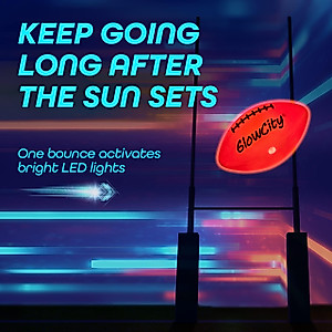 GlowCity Glow in The Dark Football - Light Up, Youth Size Footballs for Kids - LED Lights and Pre-Installed Batteries Included﻿
